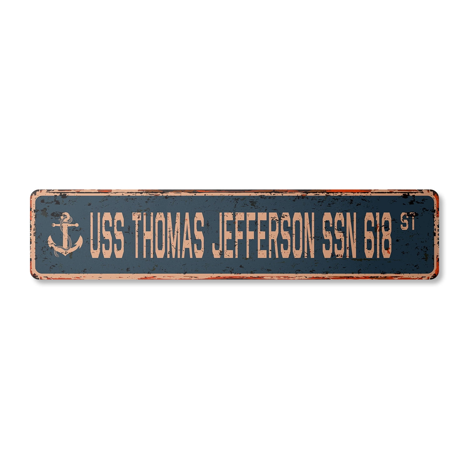 USS THOMAS JEFFERSON SSN 618 Vintage Aluminum Street Sign us navy ship ...