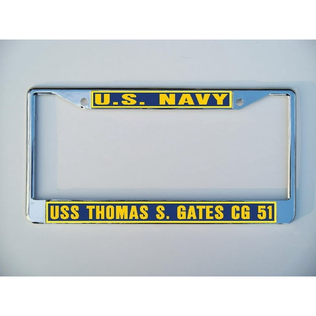USS THOMAS S GATES CG 51 License Plate Frame Chrome Metal Military Navy ...
