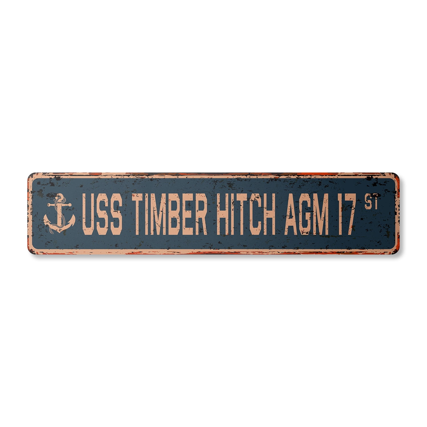 USS TIMBER HITCH AGM 17 Vintage Aluminum Street Sign us navy ship ...