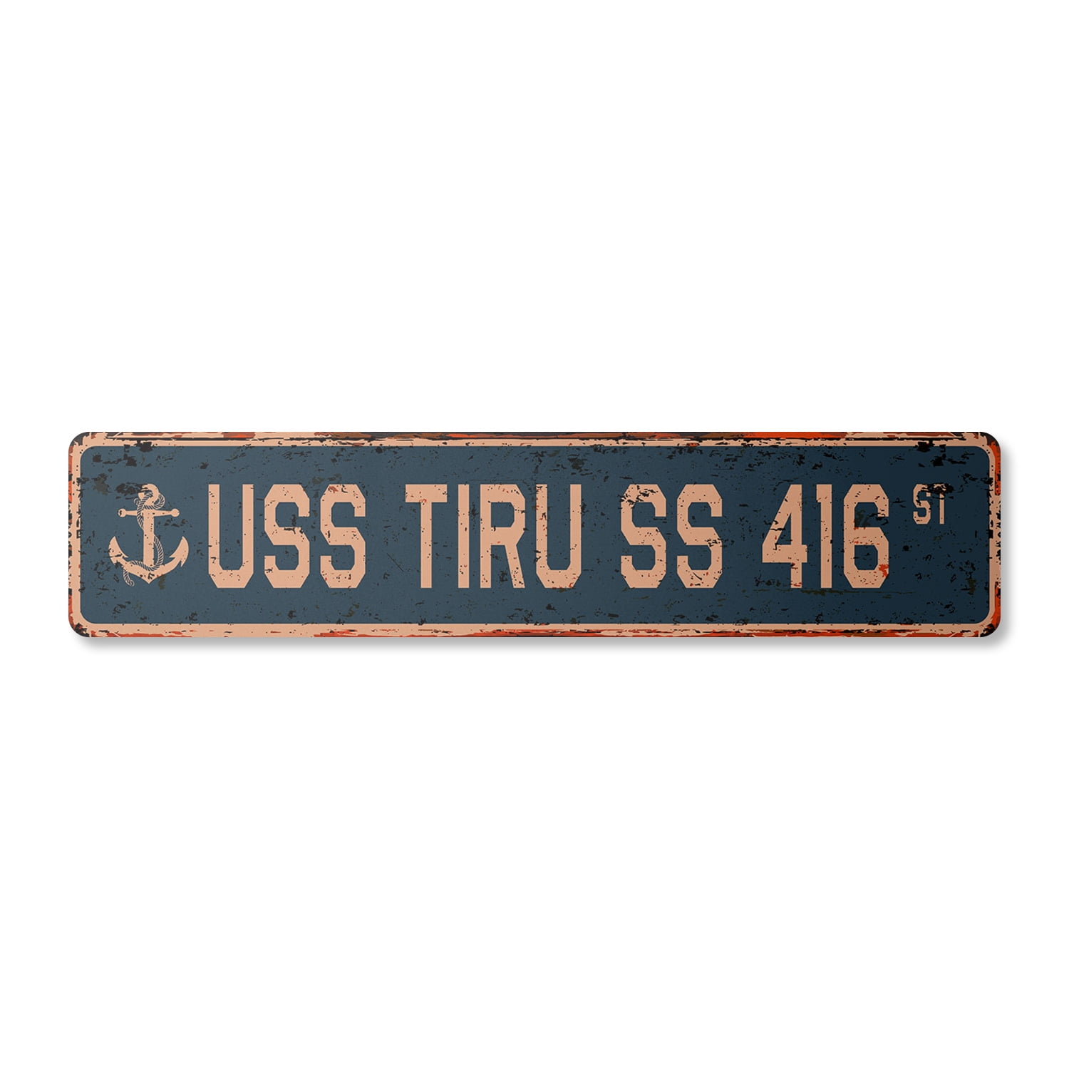 USS TIRU SS 416 Vintage Plastic Street Sign us navy ship veteran sailor ...