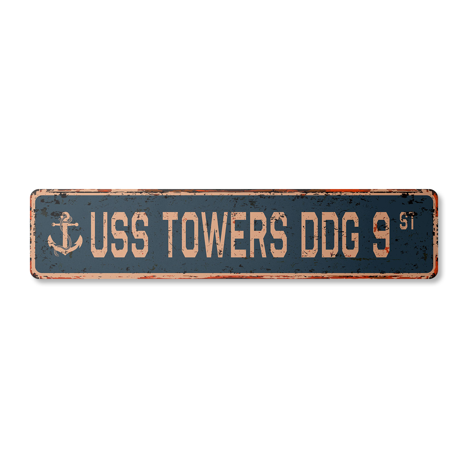 USS TOWERS DDG 9 Vintage Aluminum Street Sign us navy ship veteran ...