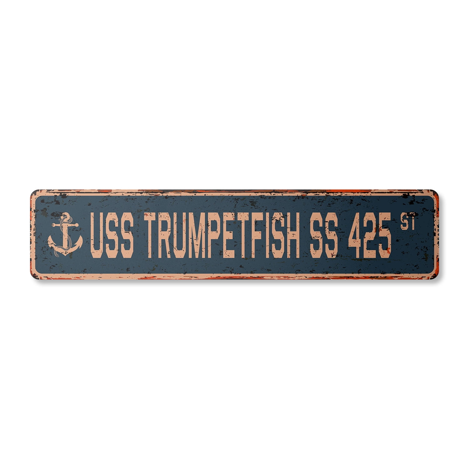 USS TRUMPETFISH SS 425 Vintage Plastic Street Sign us navy ship veteran ...