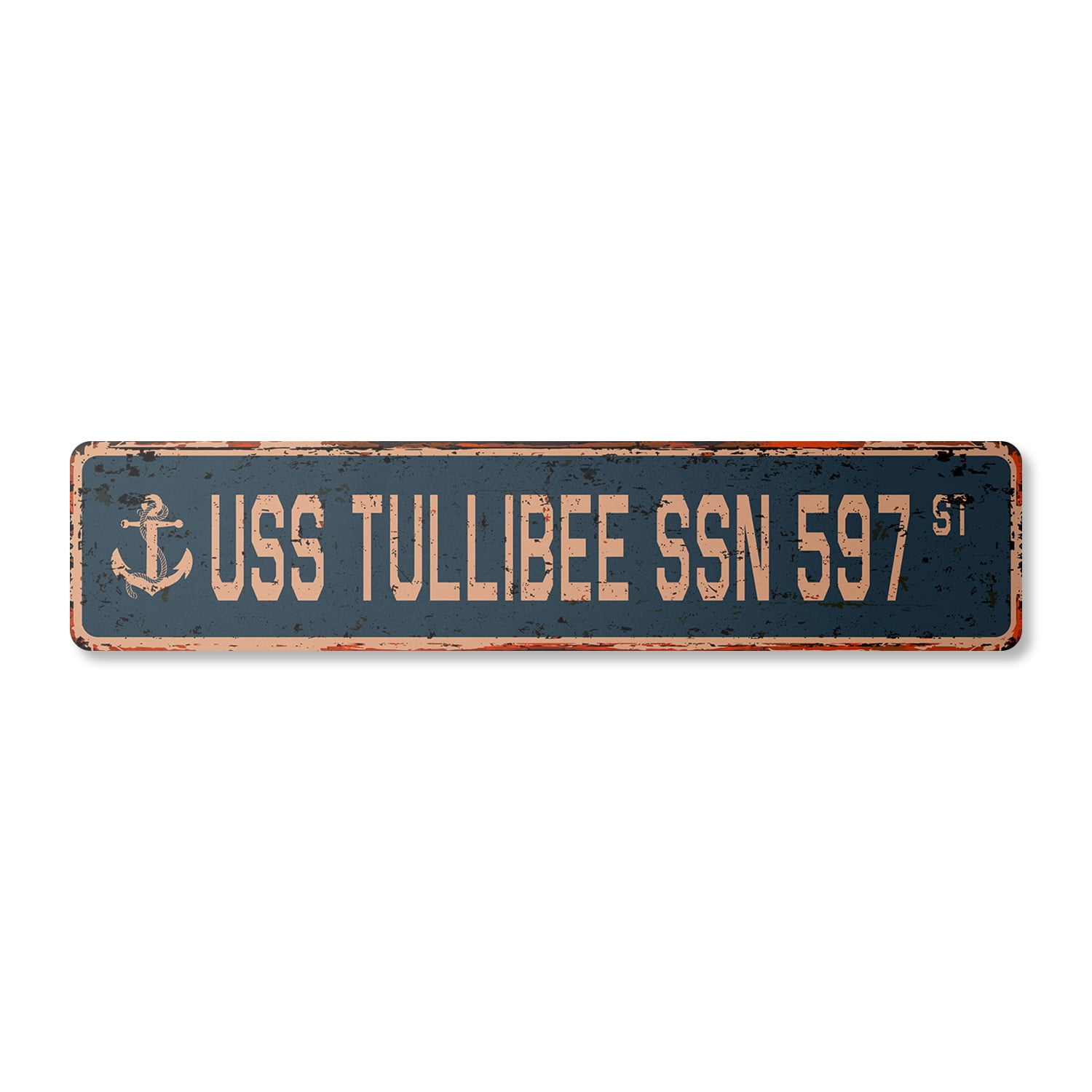 USS TULLIBEE SSN 597 Vintage Plastic Street Sign us navy ship veteran ...