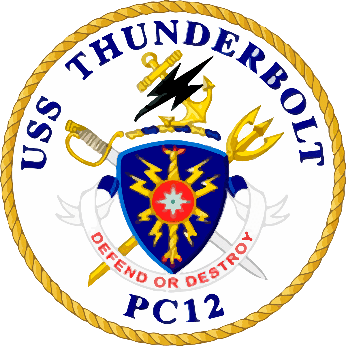 USS Thunderbolt PC-12 Badge Sticker Decal Cyclone Class Patrol boat Car ...