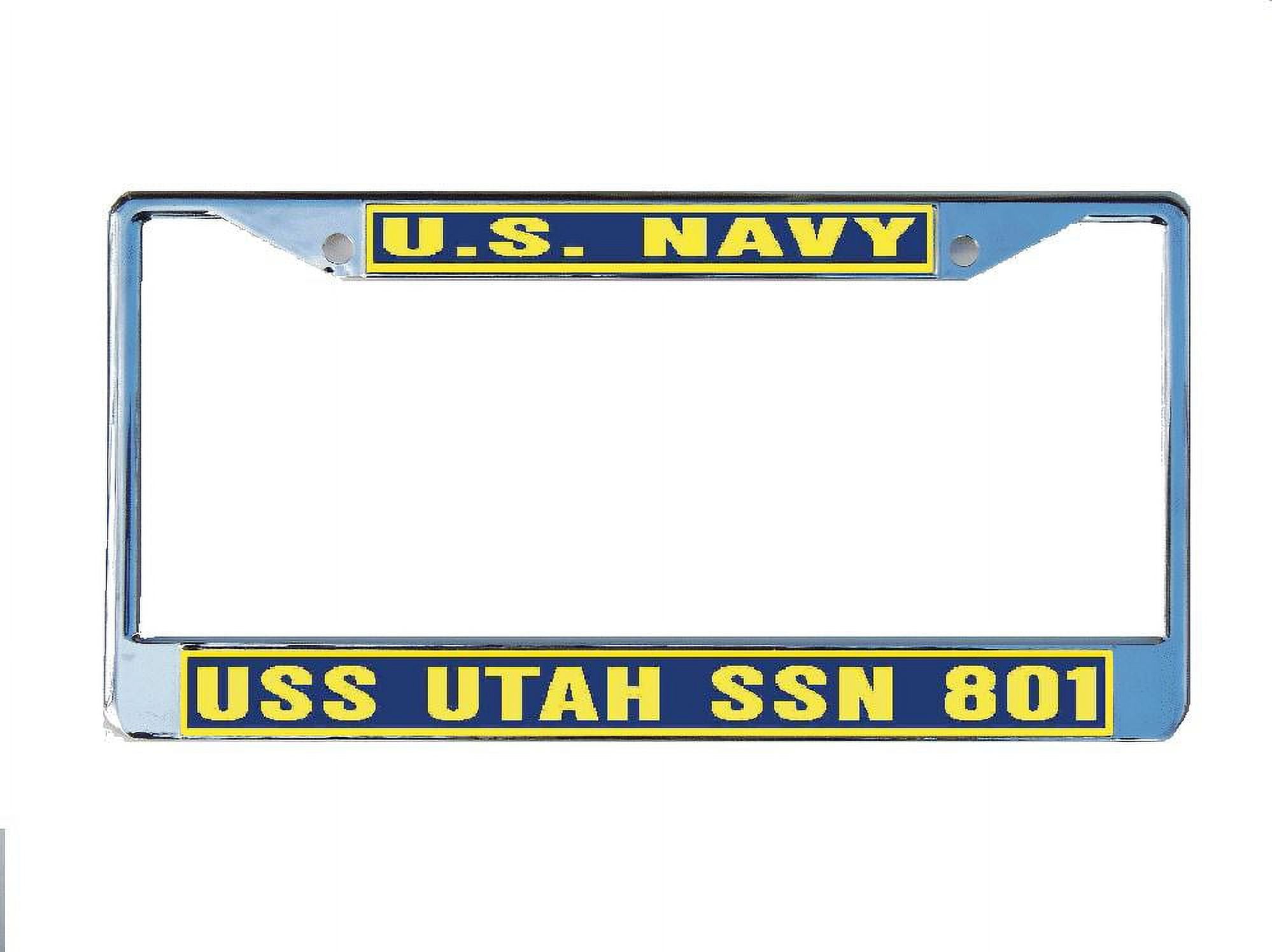 USS UTAH SSN 801 License Plate Frame Chrome Metal Military Navy USN Car ...