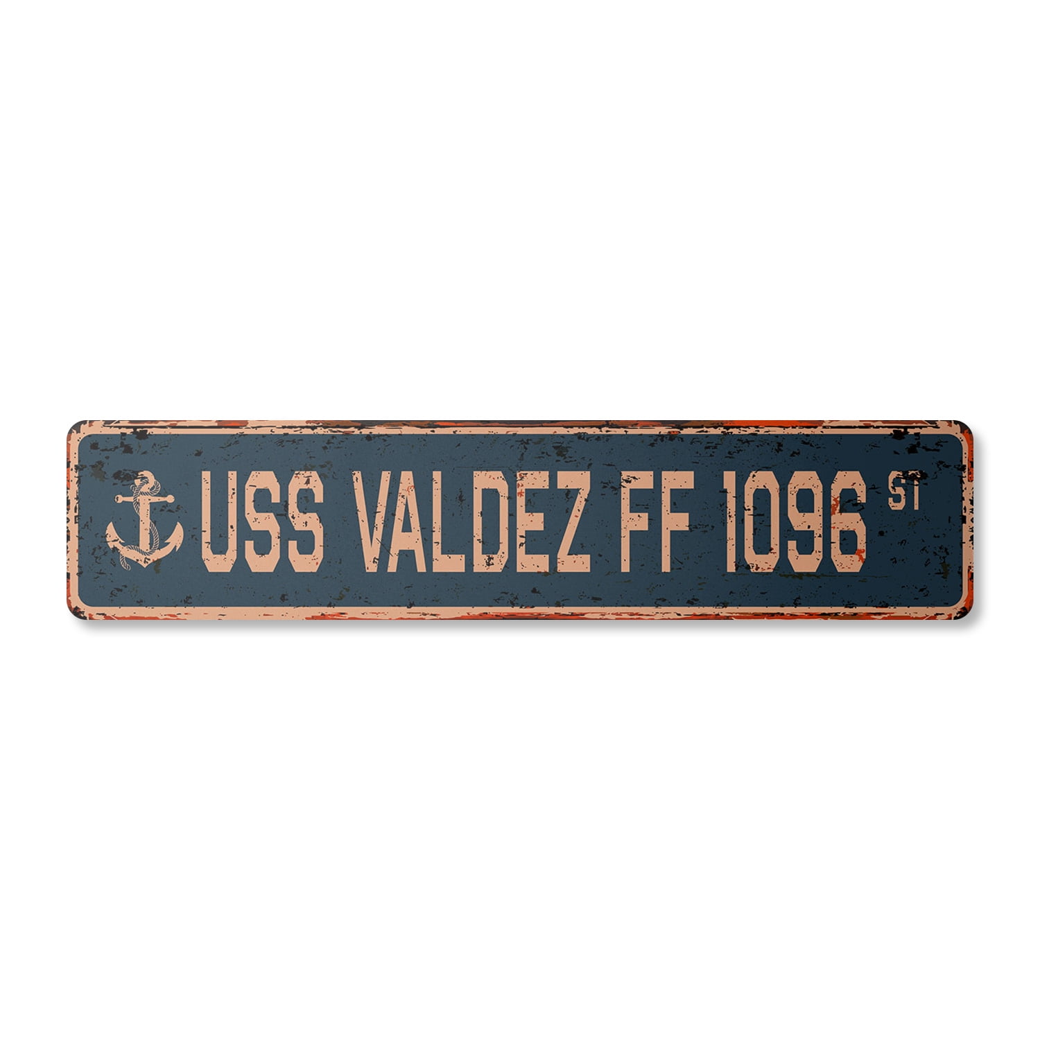 USS VALDEZ FF 1096 Vintage Plastic Street Sign us navy ship veteran ...