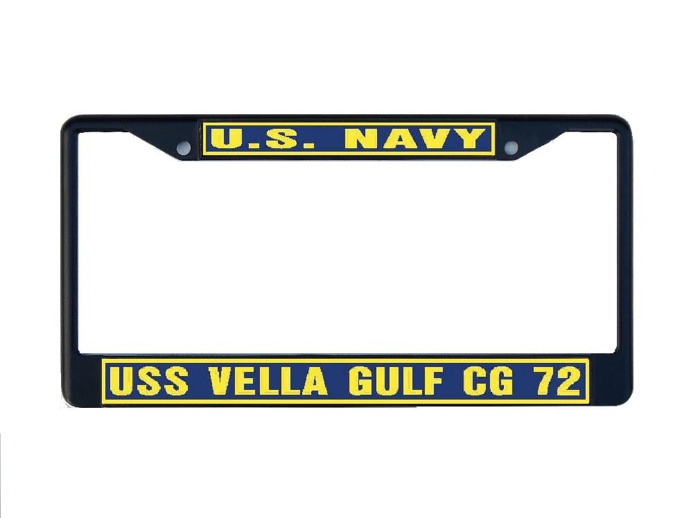 USS VELLA GULF CG 72 License Plate Frame Black Metal Military Navy USN ...