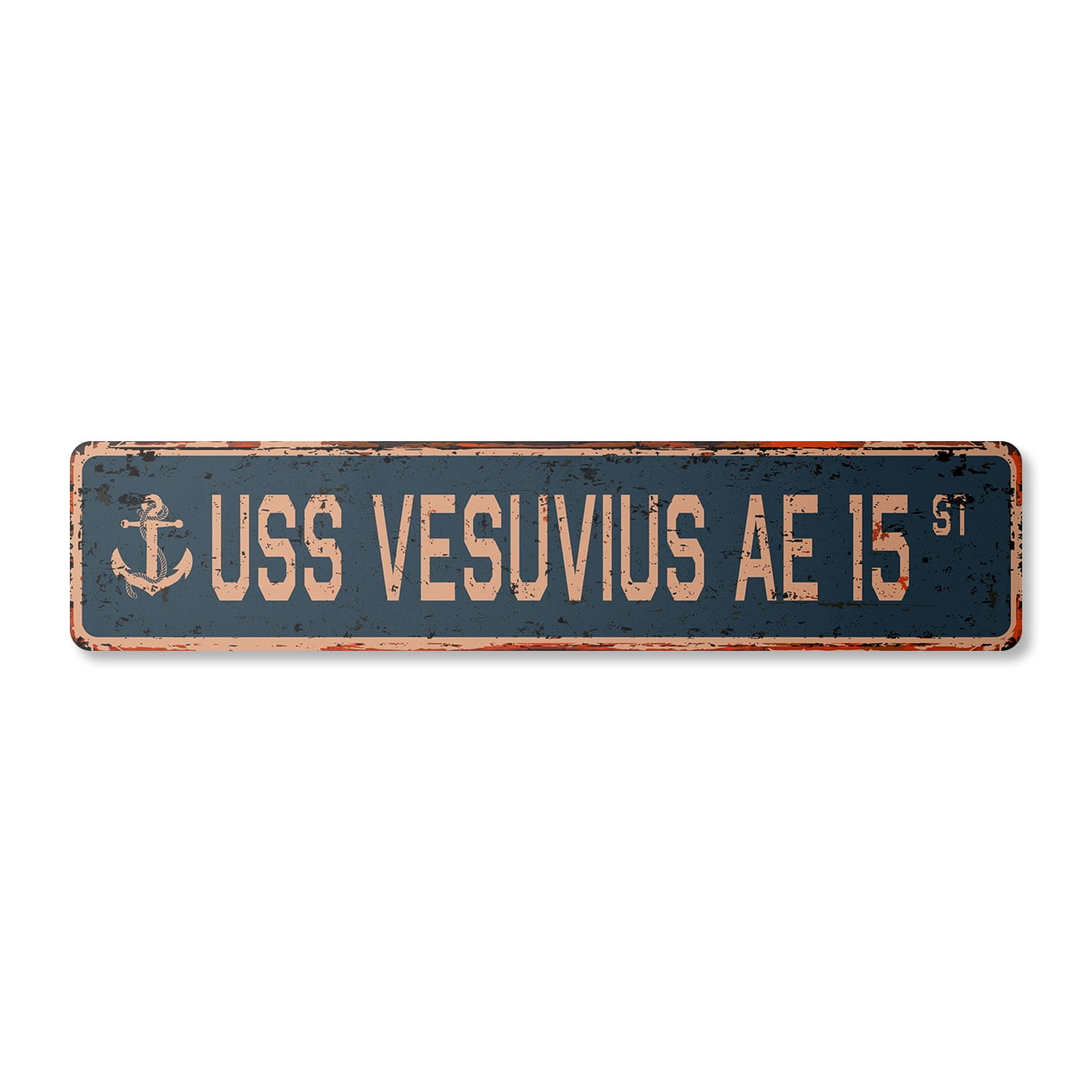 USS VESUVIUS AE 15 Vintage Aluminum Street Sign us navy ship veteran ...