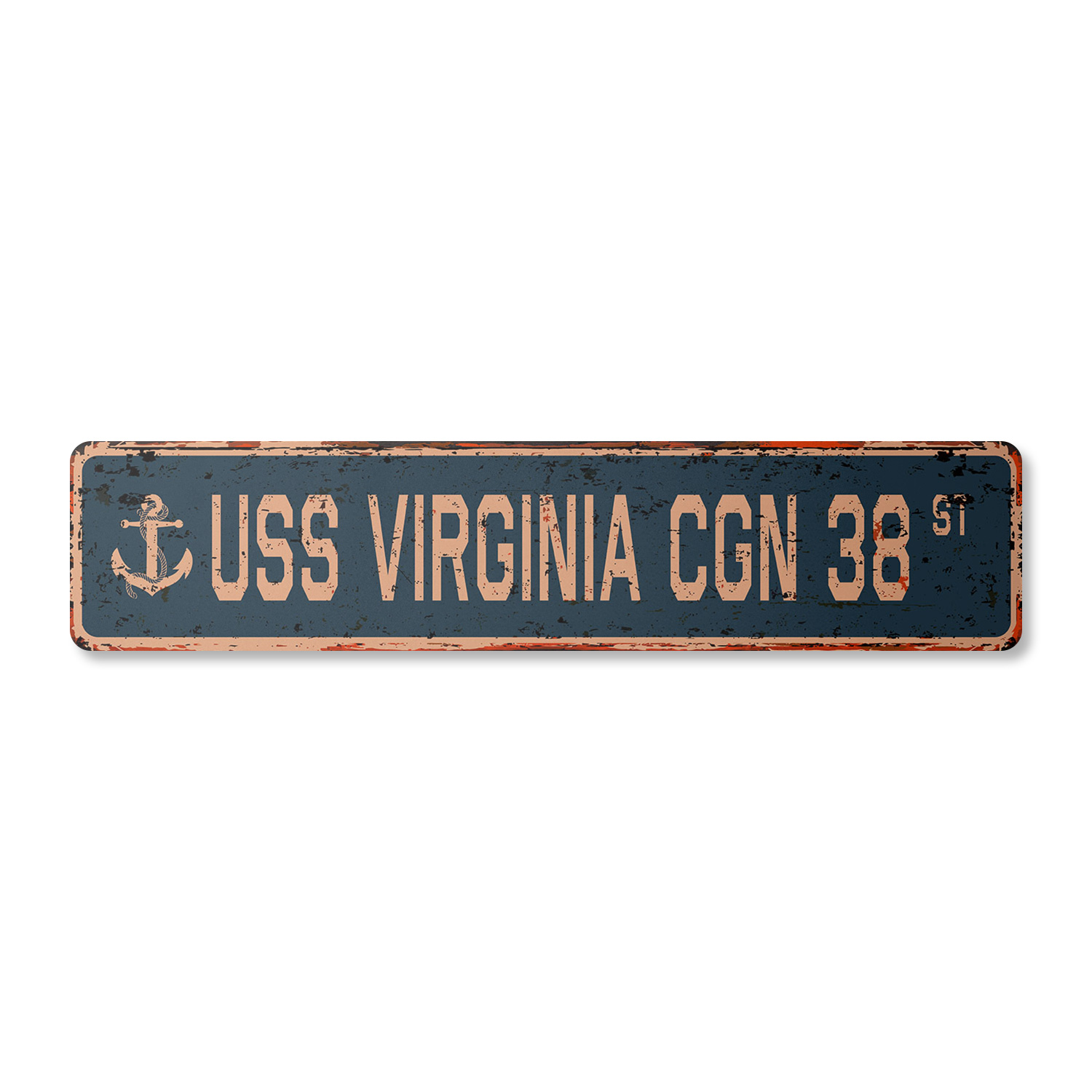 USS VIRGINIA CGN 38 Vintage Aluminum Street Sign us navy ship veteran ...
