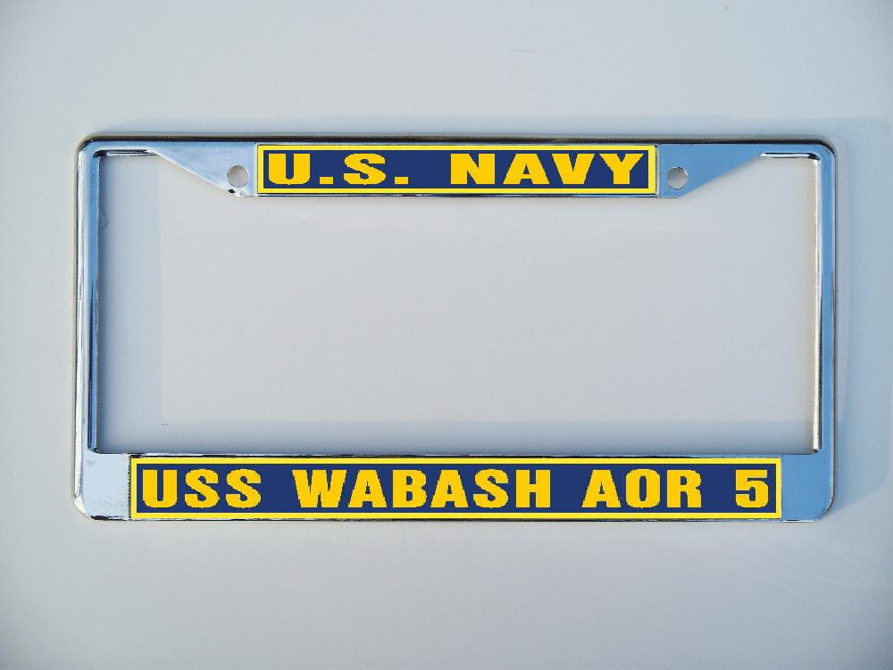 USS WABASH AOR 5 License Plate Frame Chrome Metal Military Navy USN Car ...