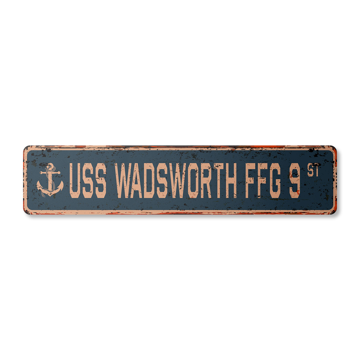 USS WADSWORTH FFG 9 Vintage Aluminum Street Sign us navy ship veteran ...