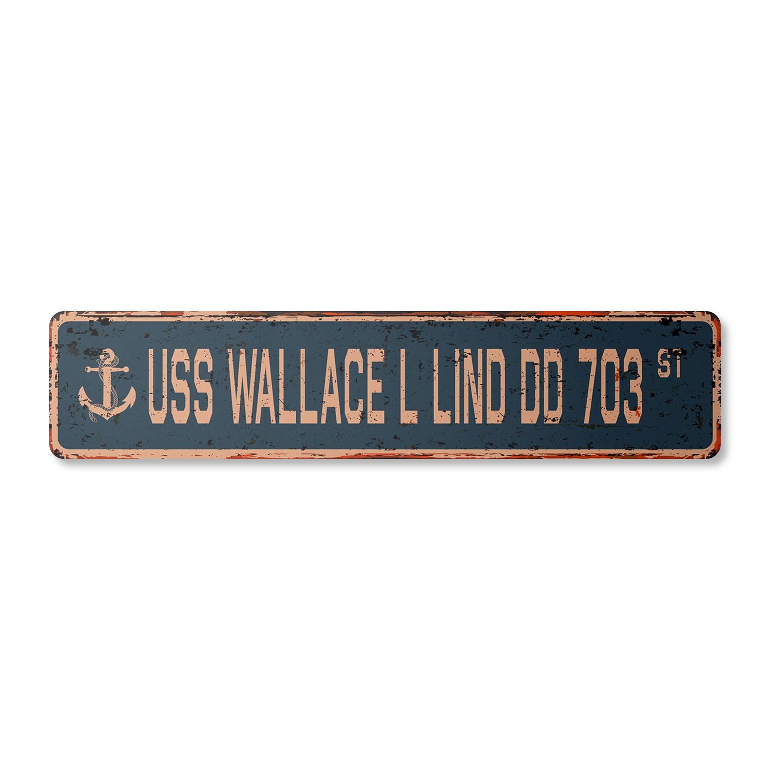 USS WALLACE L LIND DD 703 Vintage Plastic Street Sign us navy ship ...
