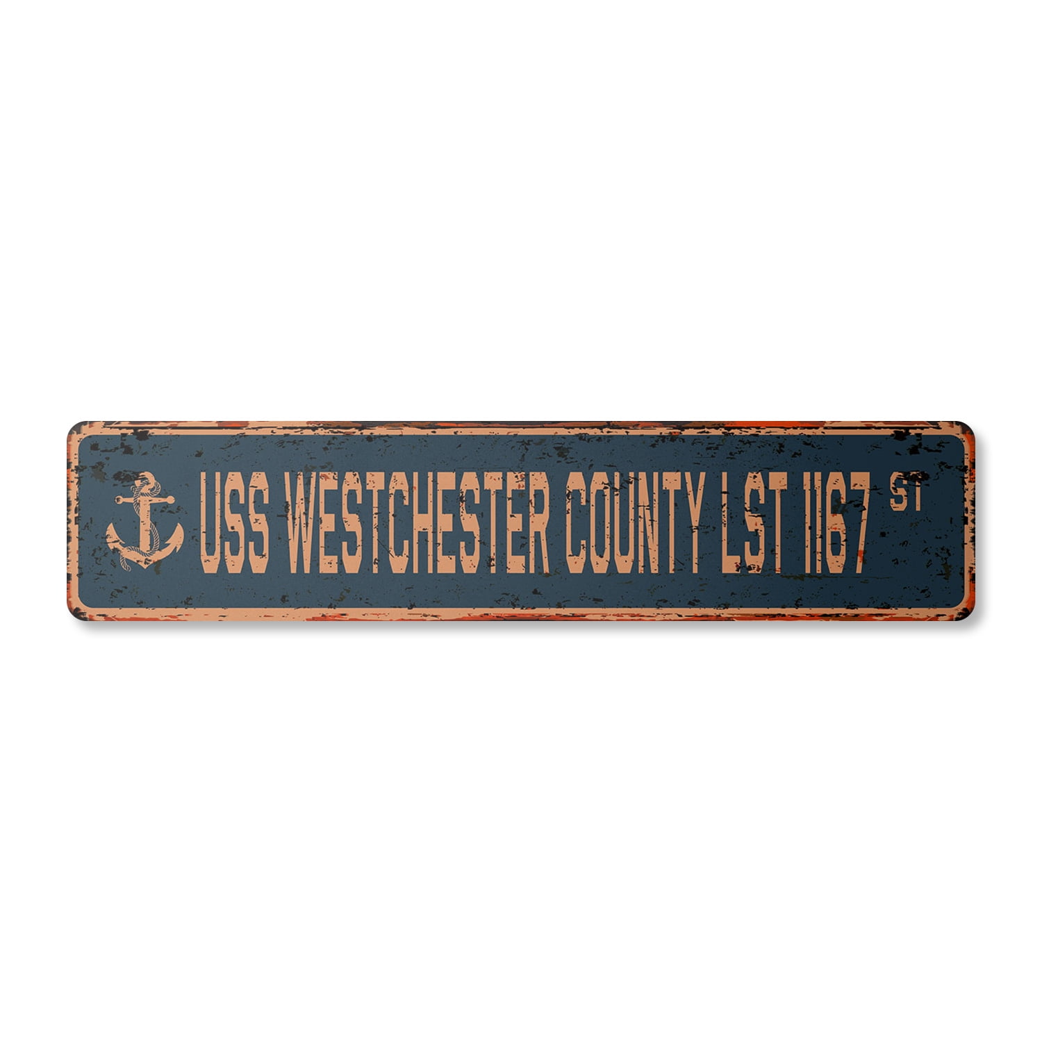 USS WESTCHESTER COUNTY LST 1167 Vintage Aluminum Street Sign us navy ...