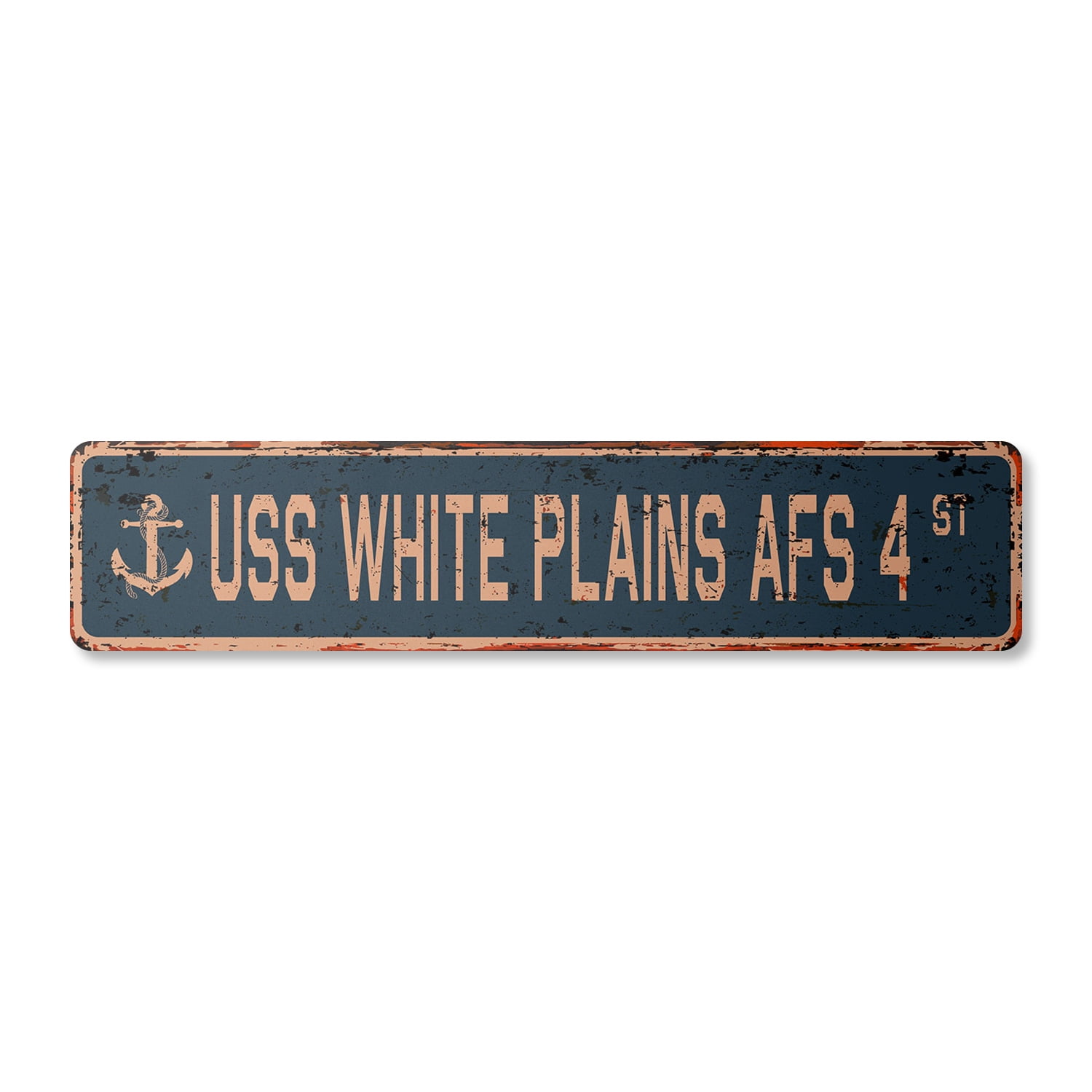 USS WHITE PLAINS AFS 4 Vintage Aluminum Street Sign us navy ship ...