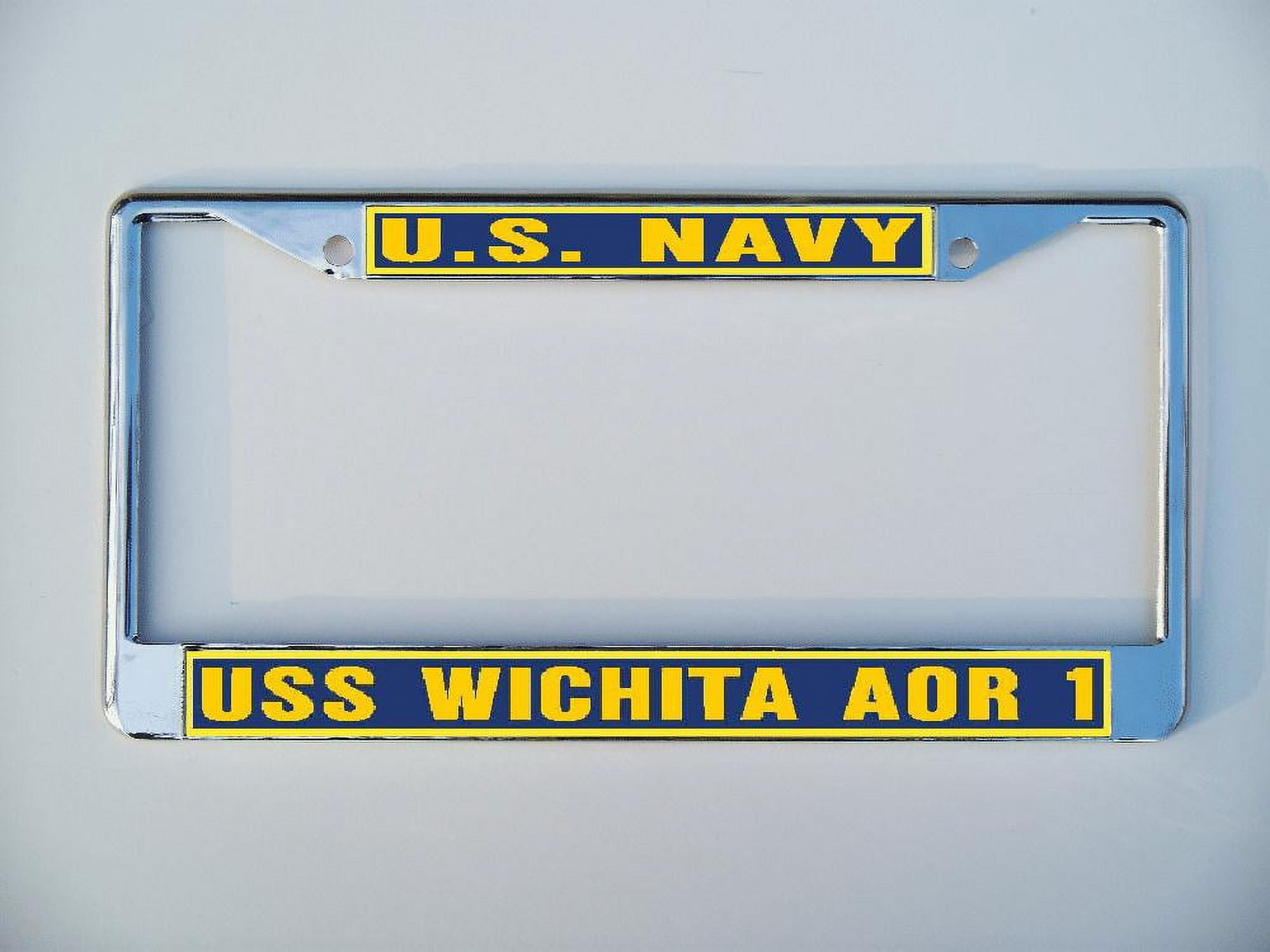 USS WICHITA AOR 1 License Plate Frame Chrome Metal Military Navy USN ...