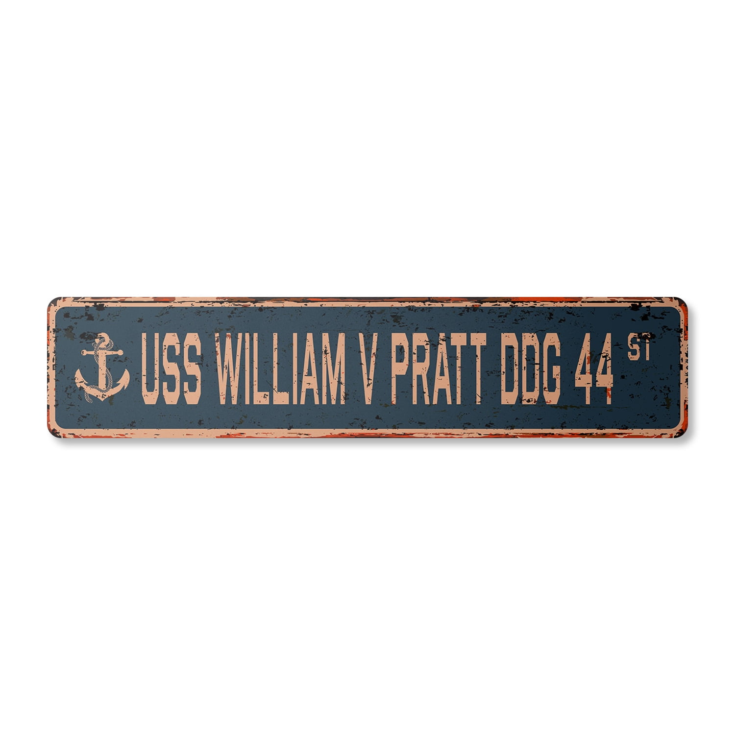 USS WILLIAM V PRATT DDG 44 Vintage Plastic Street Sign us navy ship ...