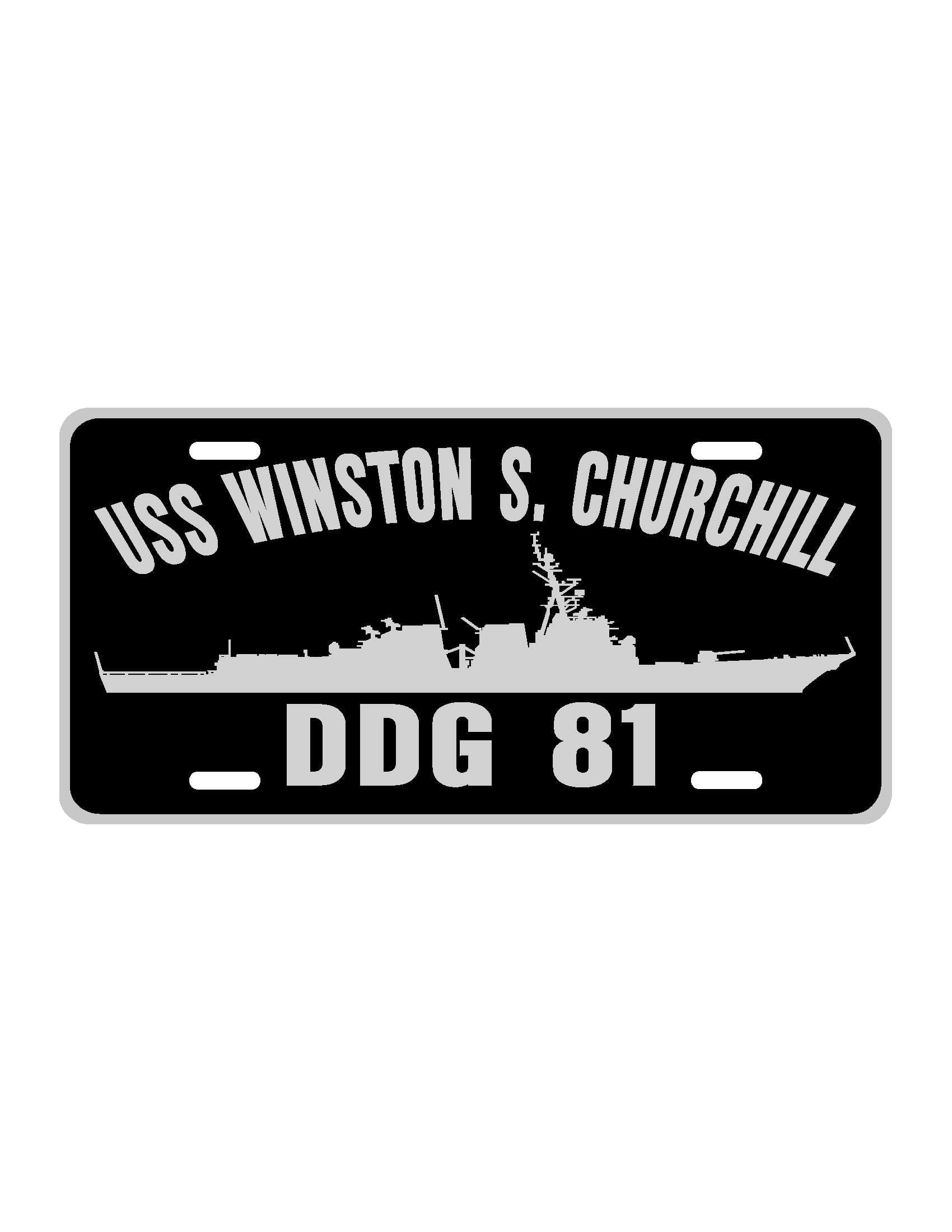 USS WINSTON S CHURCHILL DDG 81 Aluminum License Plate Military Navy USN ...
