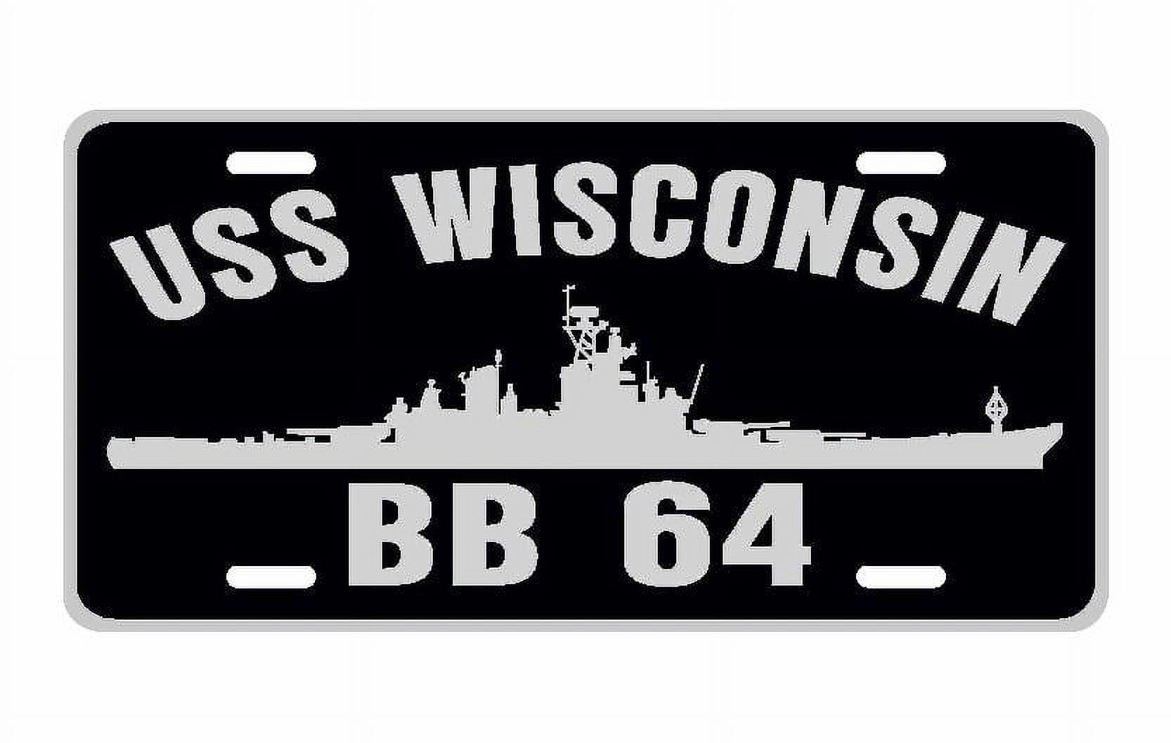 USS WISCONSIN BB 64 Aluminum License Plate Military Navy USN Car Truck ...