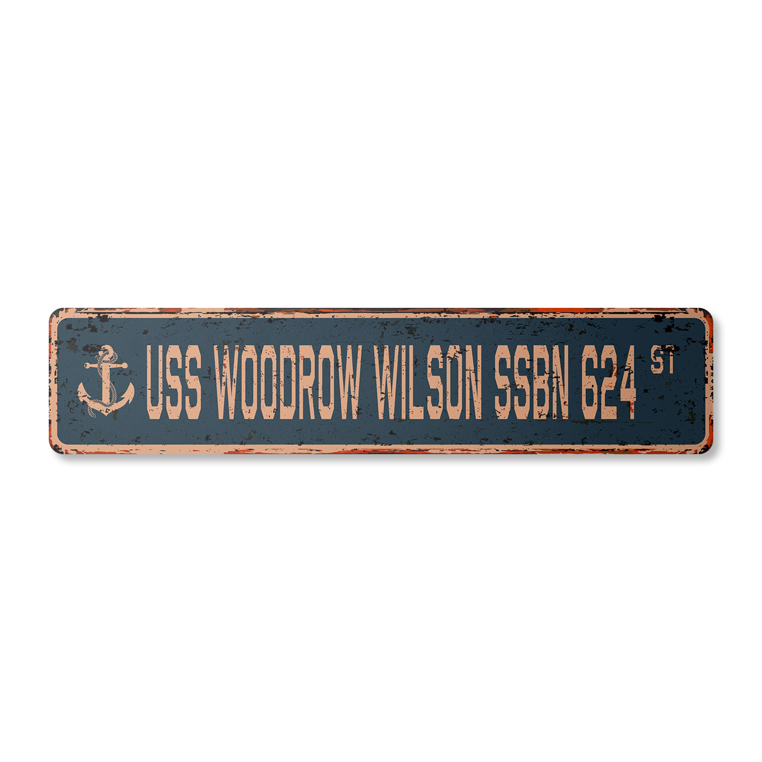 USS WOODROW WILSON SSBN 624 Vintage Plastic Street Sign us navy ship ...