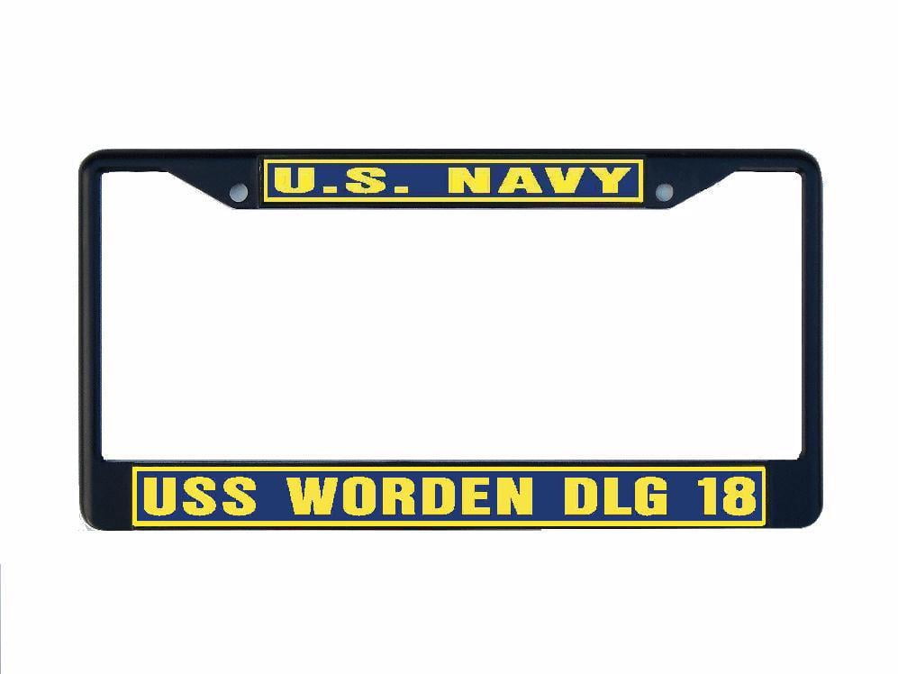 USS WORDEN DLG 18 License Plate Frame Black Metal Military Navy USN Car ...