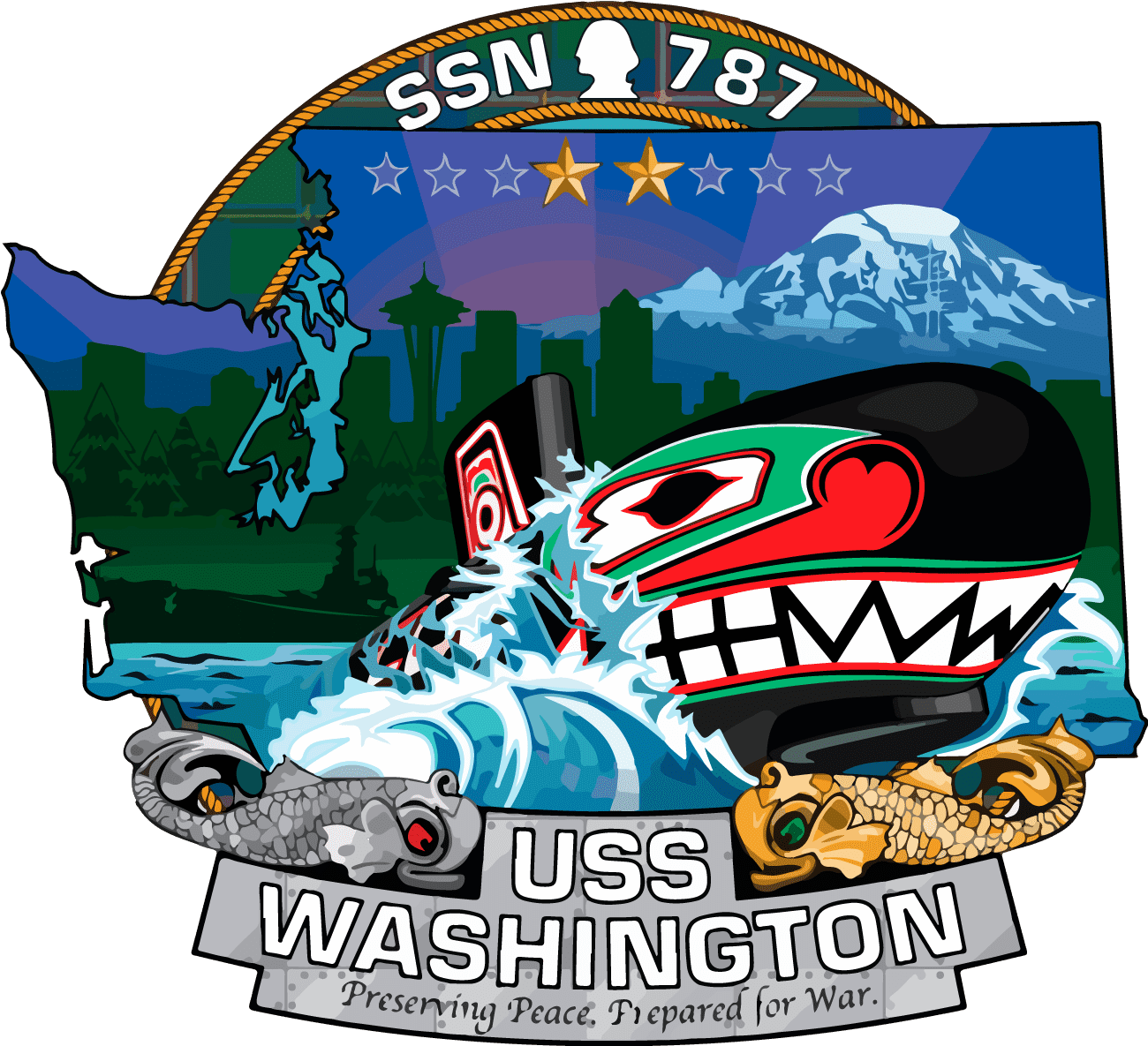 USS Washington SSN-787 Badge Sticker Decal Virginia Class Attack ...