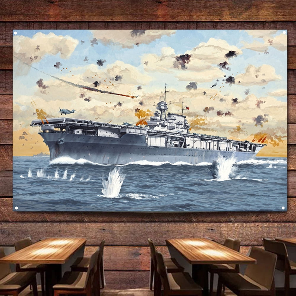 USS Yorktown (CV-5) Aircraft Carrier Battleship Wall Art Banners ...