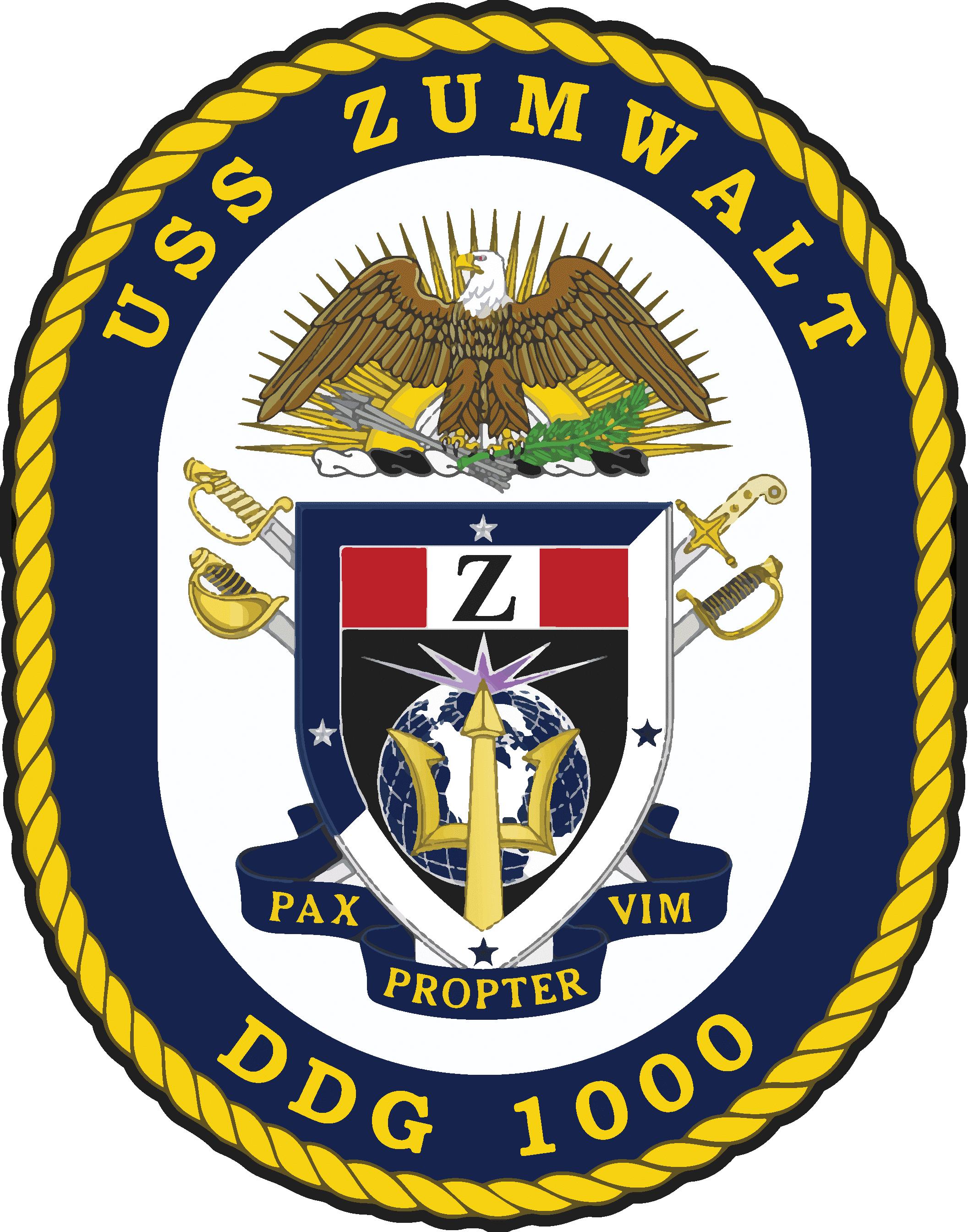 USS Zumwalt DDG-1000 Badge Sticker Decal Zumwalt Class Destroyer Car ...