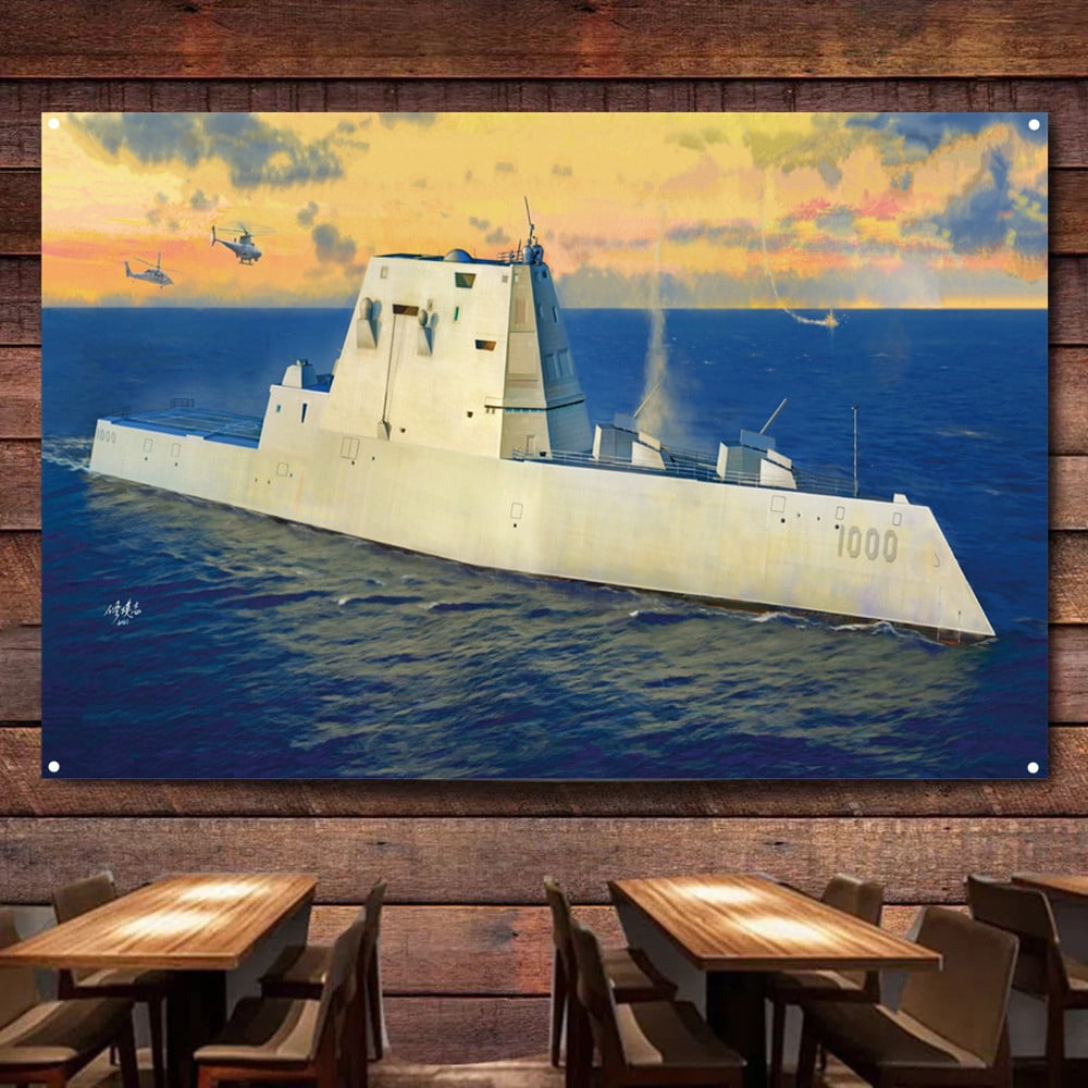 USS Zumwalt DDG-1000 Missile Destroyer Battleship Wall Art Banners ...