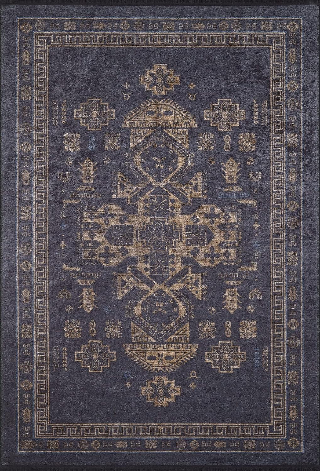 USSO Collection JR1890 - Navy Blue and Gold Bohemian Style Area Rug ...