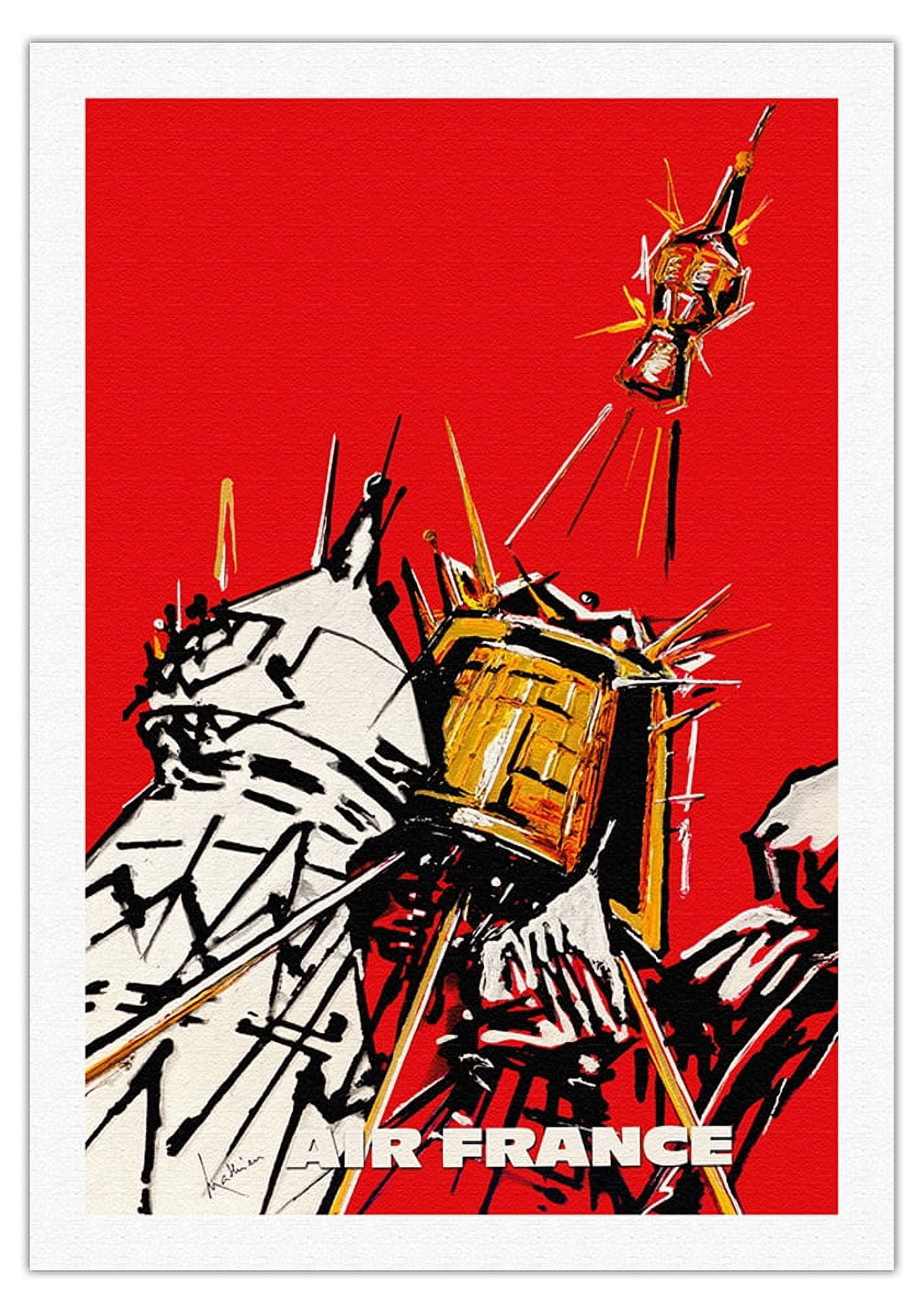 USSR - France - Russian Satellites - Vintage Airline Travel Poster by ...