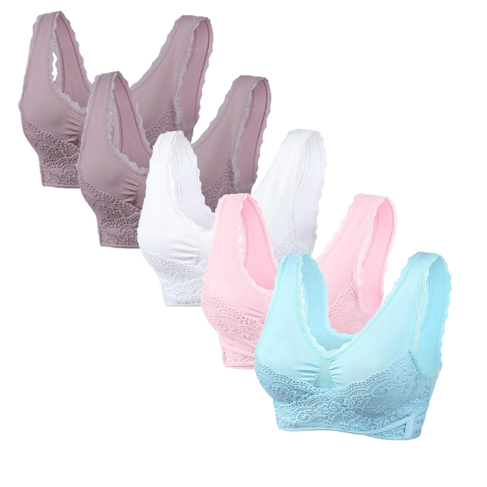 USSUMA 5pcs Woman's Solid Color Gathered Together Large Size Daily Bra ...