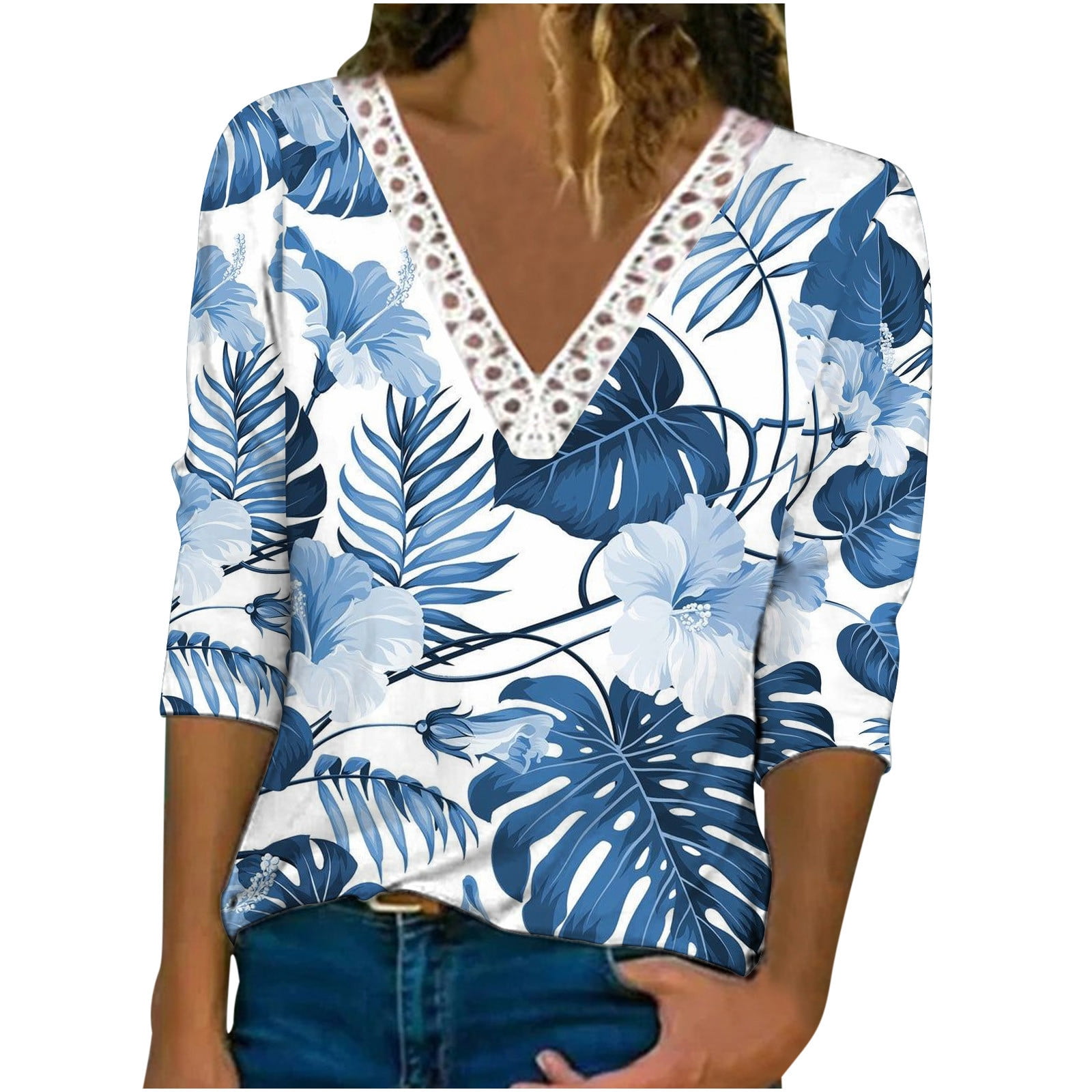 USSUMA Dressy Tops for Women Floral Print Womens Blouses and Tops ...