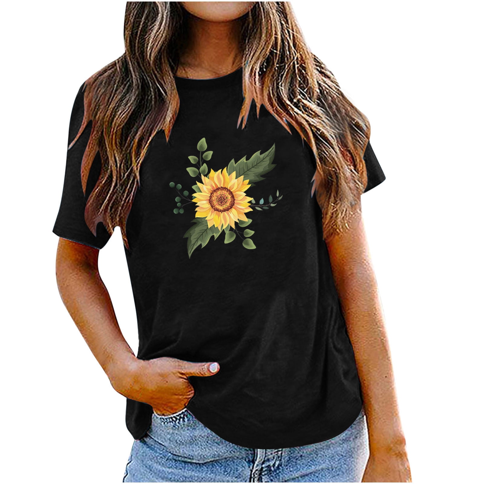 USSUMA Juniors Basic Cute Graphic Womens Tops Summer Loose Fit ...