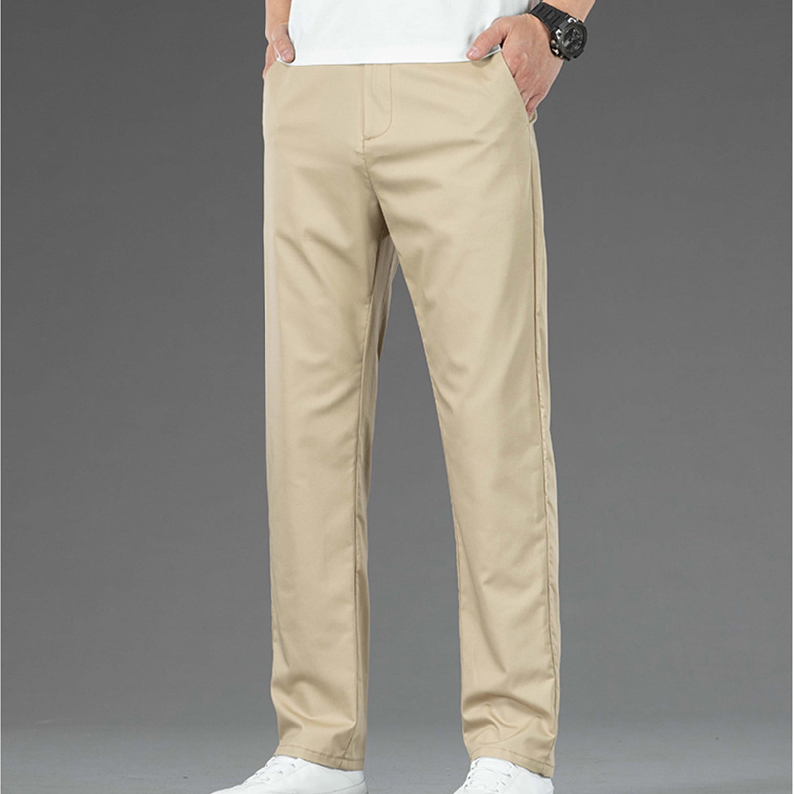 USSUMA Mens Sweats Bamboo-Fabric Long Khakis Casual Straight-Leg ...