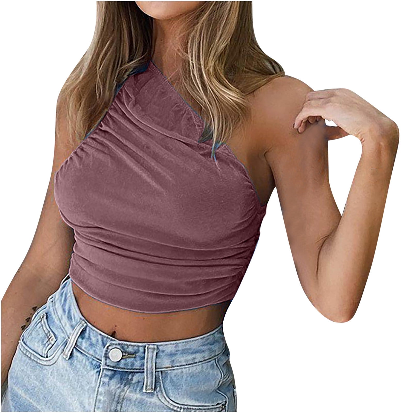 USSUMA Summer Tops For Women 2022 Women's Trendy Shirts Solid Casual ...