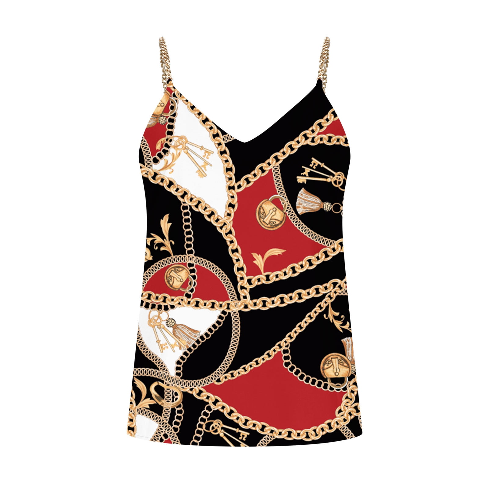 USSUMA Summer Tops for Women Trendy Spaghetti Chain Strap Tank Top ...