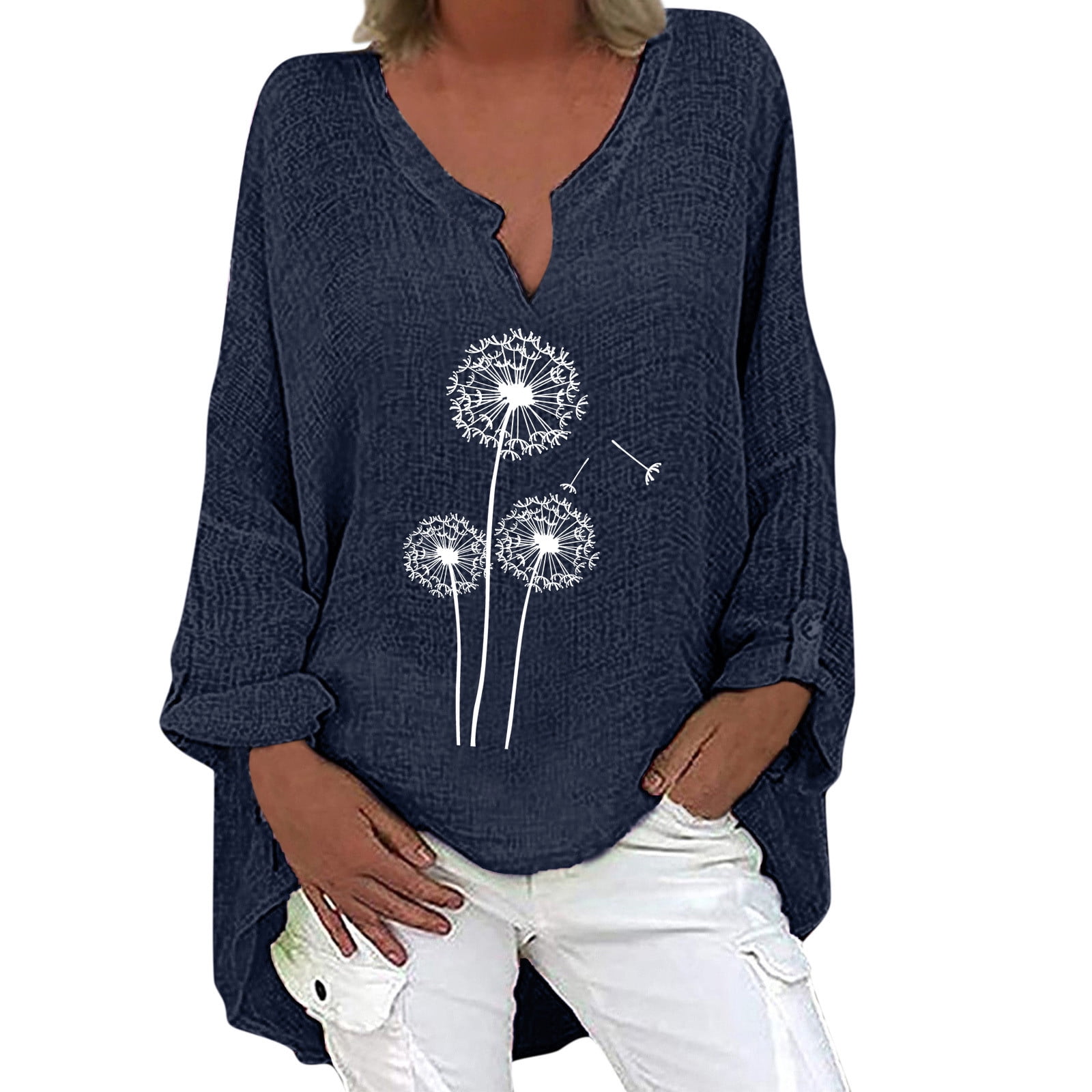 USSUMA Women's Cotton Linen Tunic Tops for Leggings Oversized Shirts ...