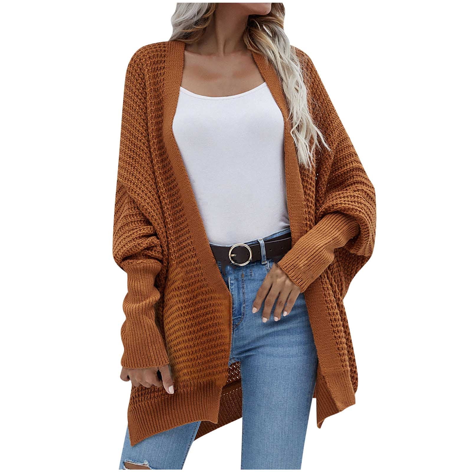 USSUMA Women's Fall Cardigan Knit Sweaters Open Front Long Sleeve ...