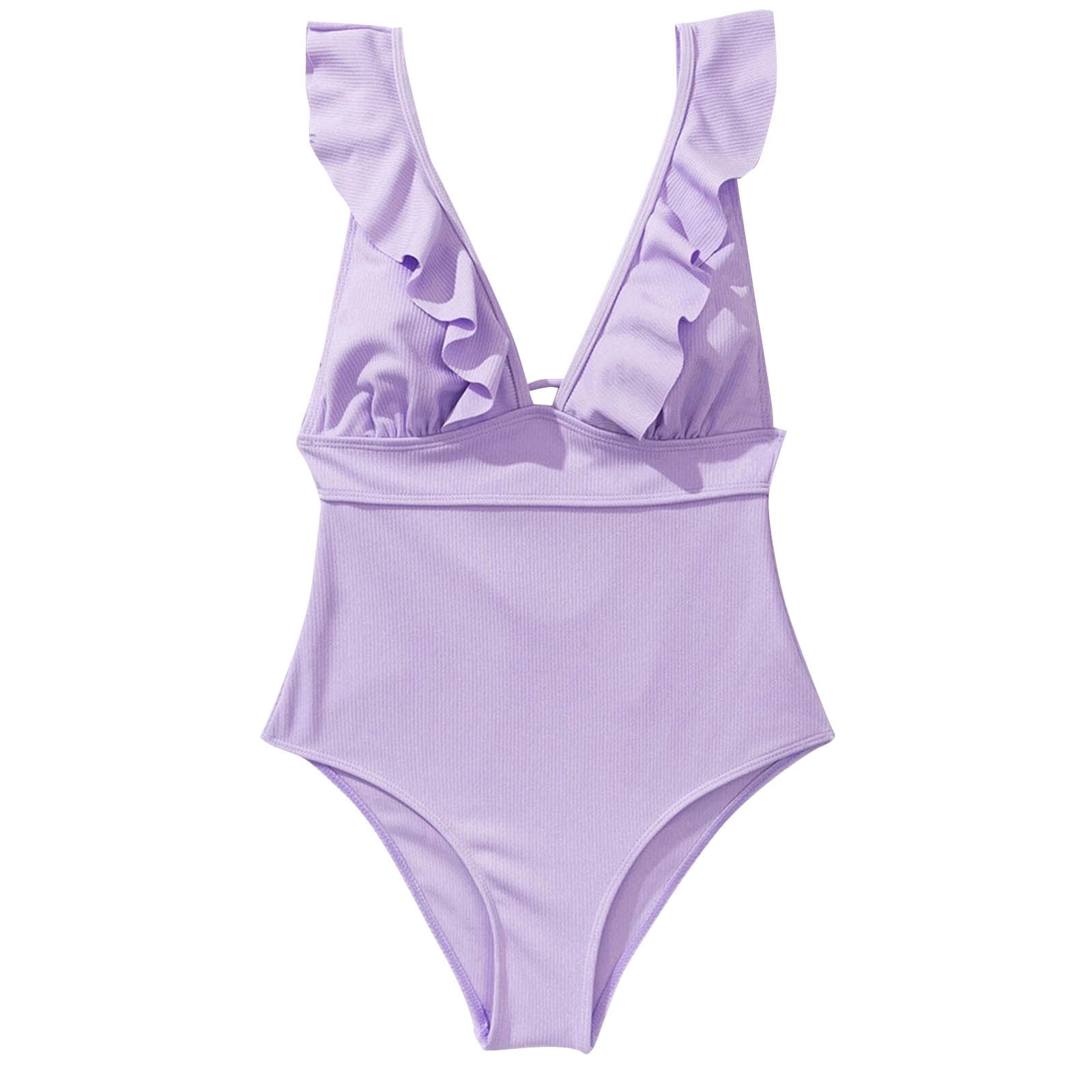 USSUMA Womens Bathing Suits Solid Color One Piece Swimsuit Backless ...