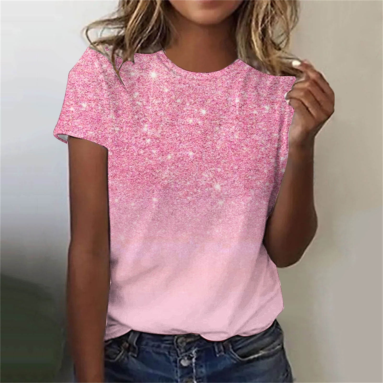 USSUMA Womens Summer Tops and Blouses Trendy Women Graphic T-Shirt ...