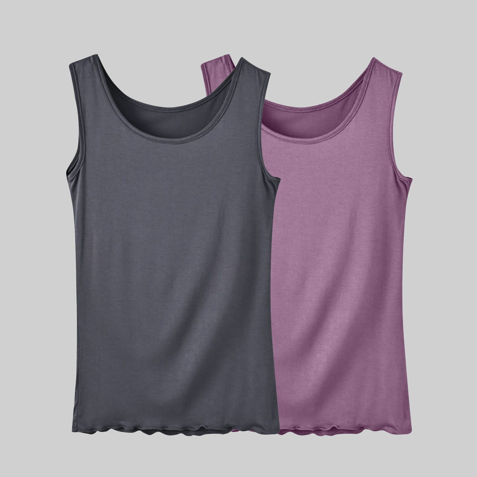 USSUMA Womens Tops Women's Tank Tops Sleeveless Round Neck Solid Color ...