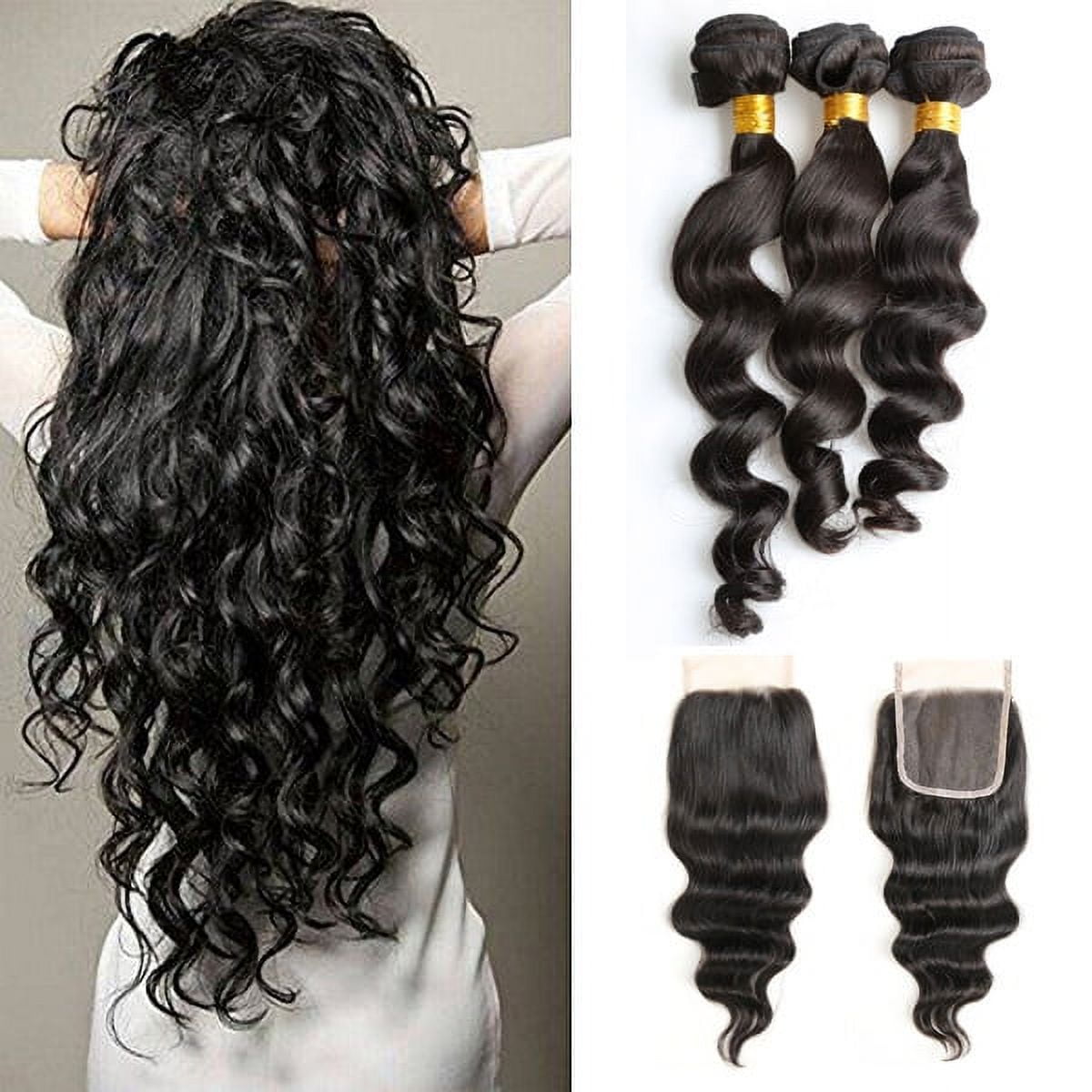 USTAR Brazilian Remy 9A Human Hair Loose Wave 3 Bundle Hair Extensions ...