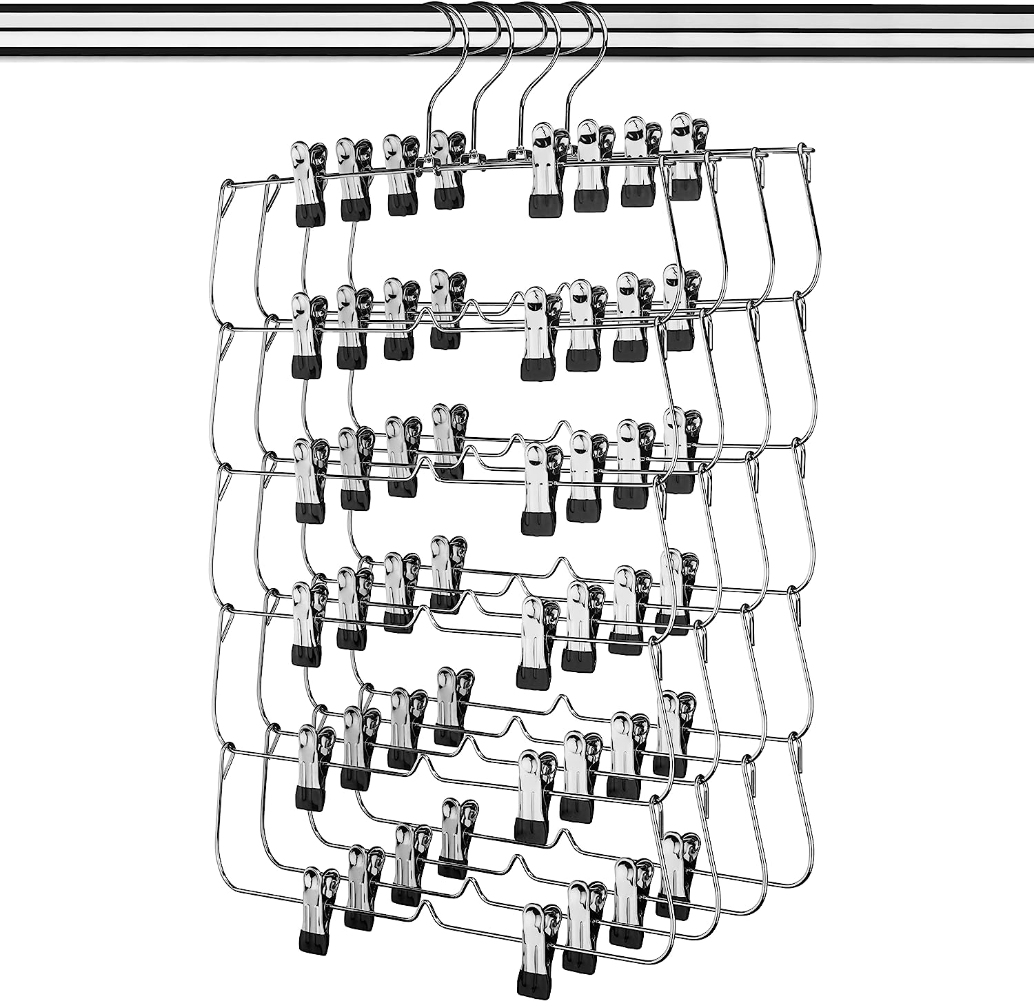ACSTEP 12 Pack High-Grade Wood Hangers, Skirt Hangers with Metal Clips ...