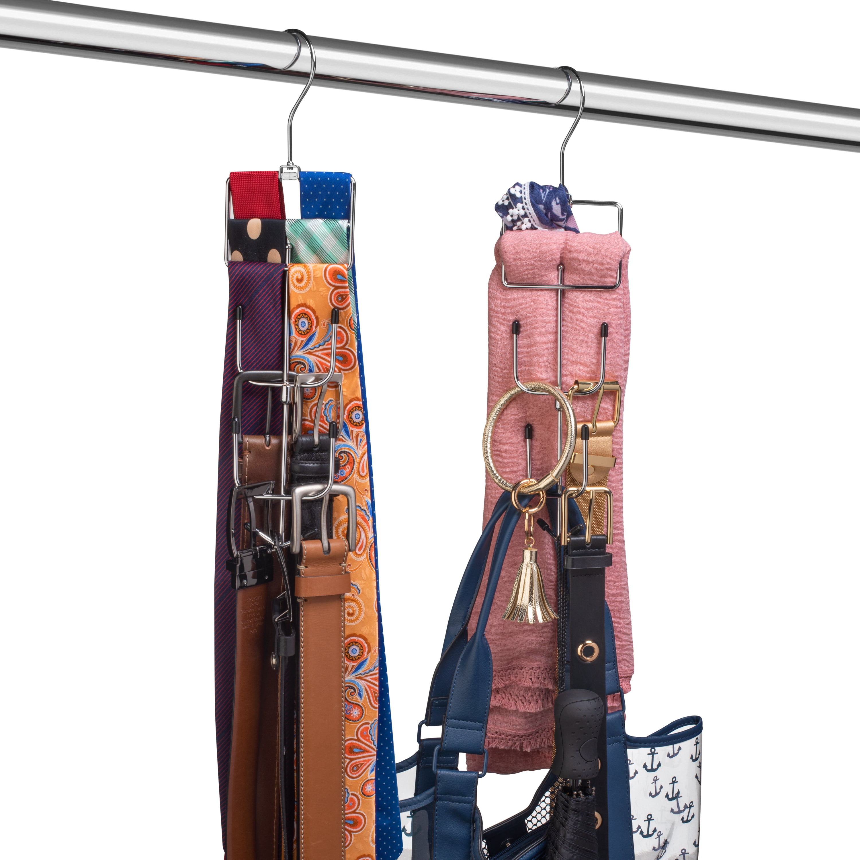 USTECH Belt, Tie, & Accessory Chrome Metal Hangers, 2 Pack - Walmart.com