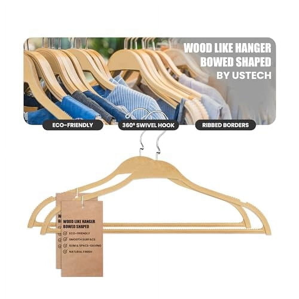 Heavy Duty Wood-like Plastic Hangers 50 Pack | Slim, Non Slip Design ...