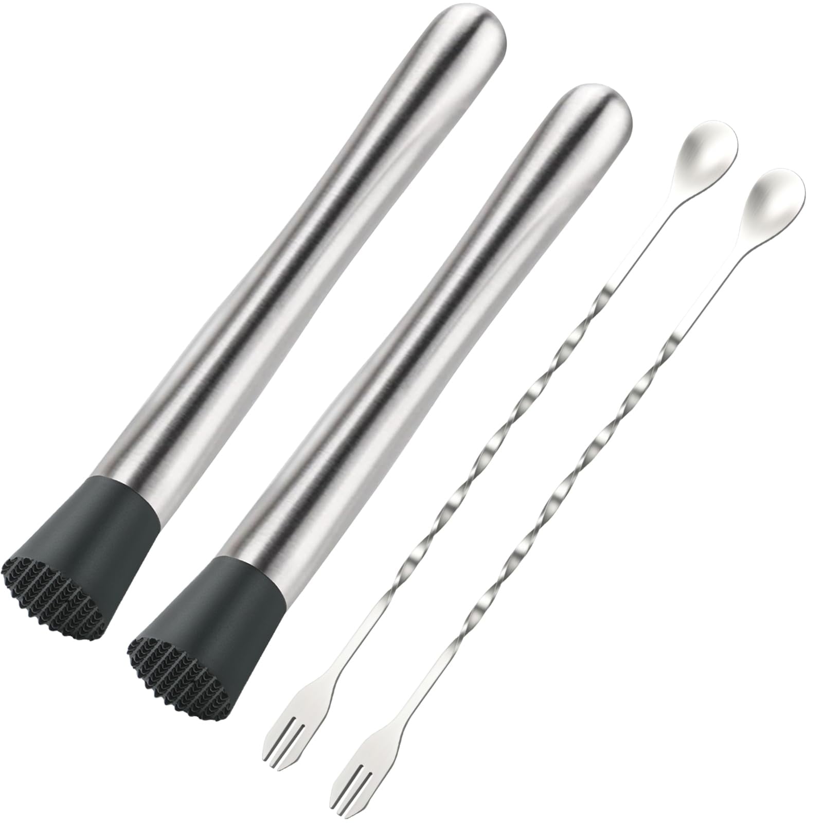 USTOP 4Pcs 10 Inch Muddler and Spoon Set, Stainless Steel Bar Tool Kit ...