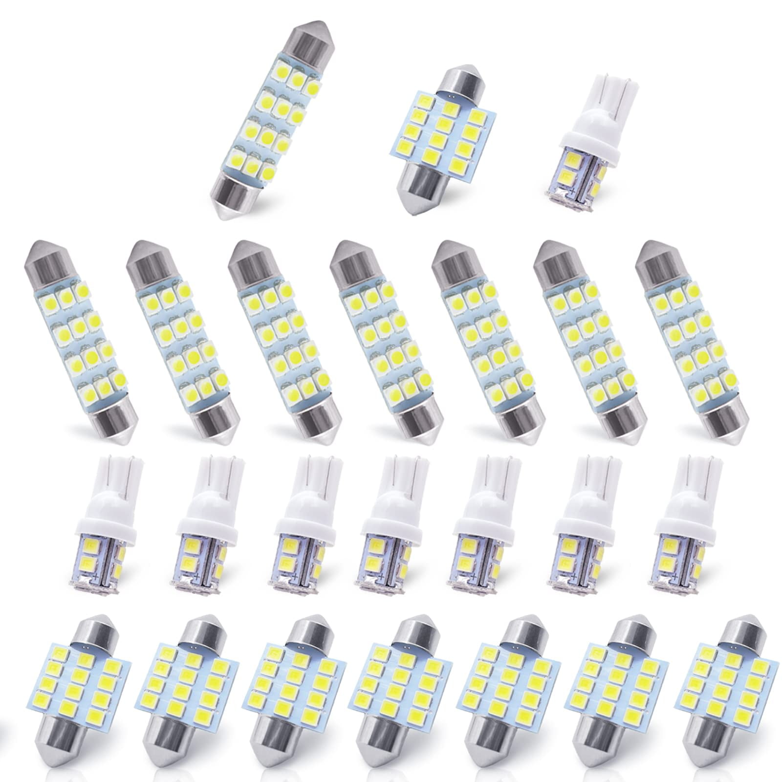 USTOPF1T 24PCS Auto LED Bulb, T10 31mm 42mm Car LED Bulb Kit, Car LED ...