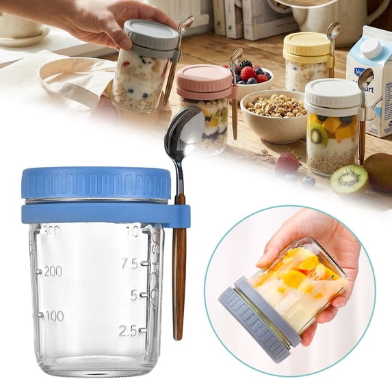 USUERY Glass Oats Container With Airtight Lid And Spoon For Breakfast ...