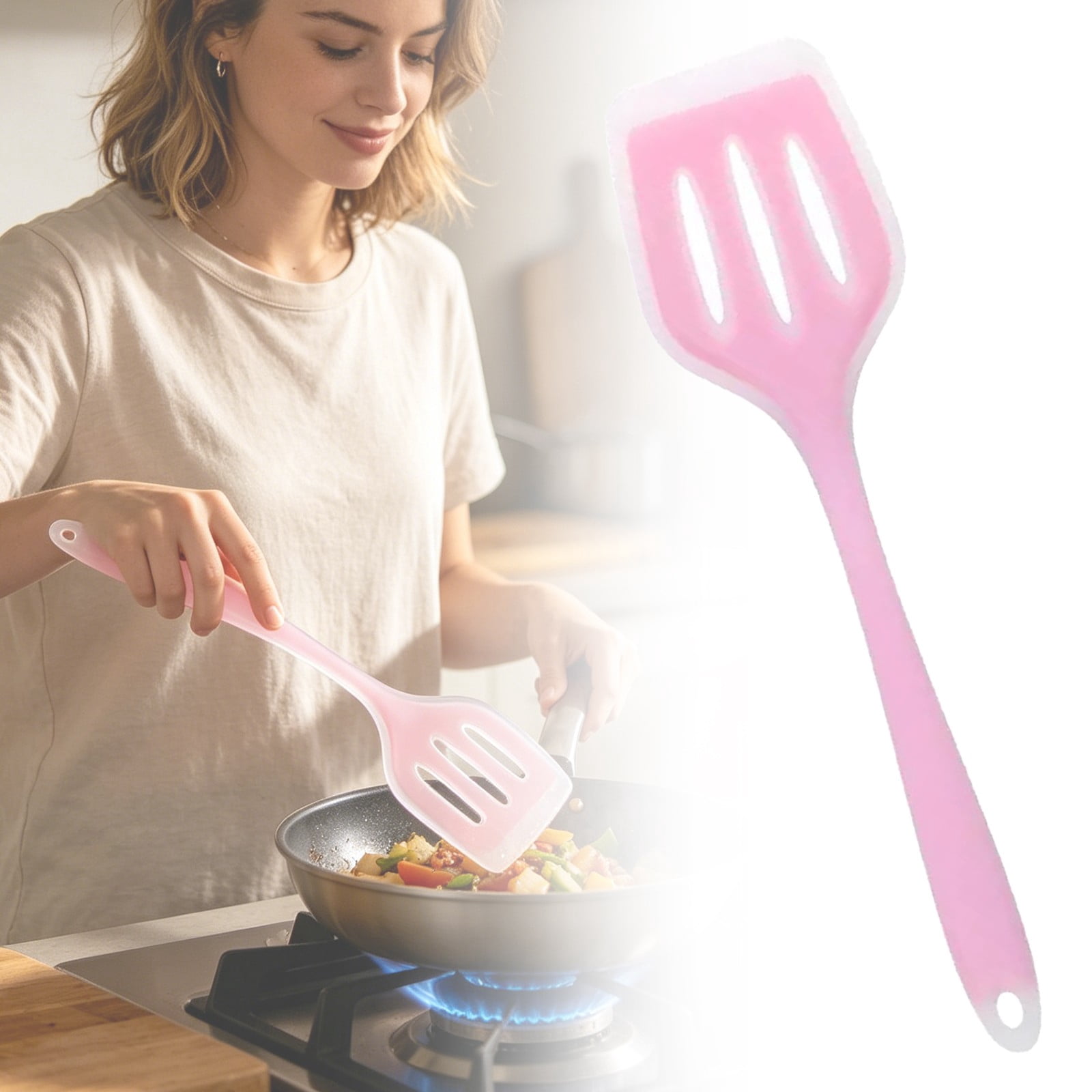 USUERY High Temperature Silicone Slotted Spatula Semi Transparent for ...