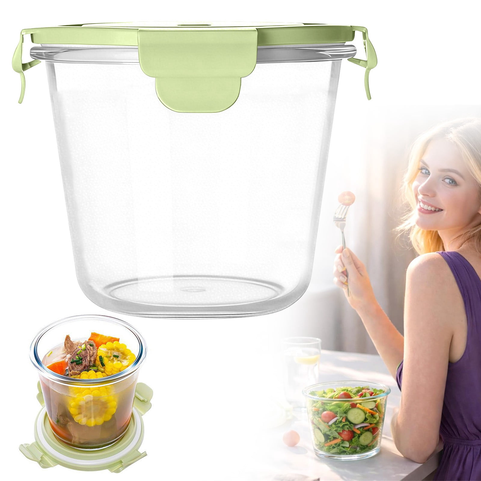 USUERY Round Borosilicate Glass Soup Storage Container With Airtight ...